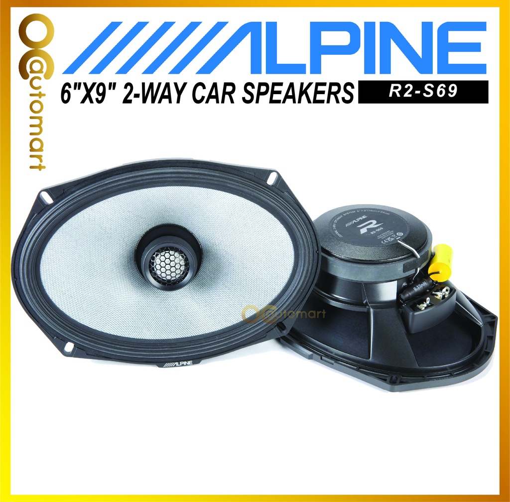 Alpine R2-S69 6x9” Inch COAXIAL 2-WAY R-SERIES SPEAKERS 300 Watts Spk ...