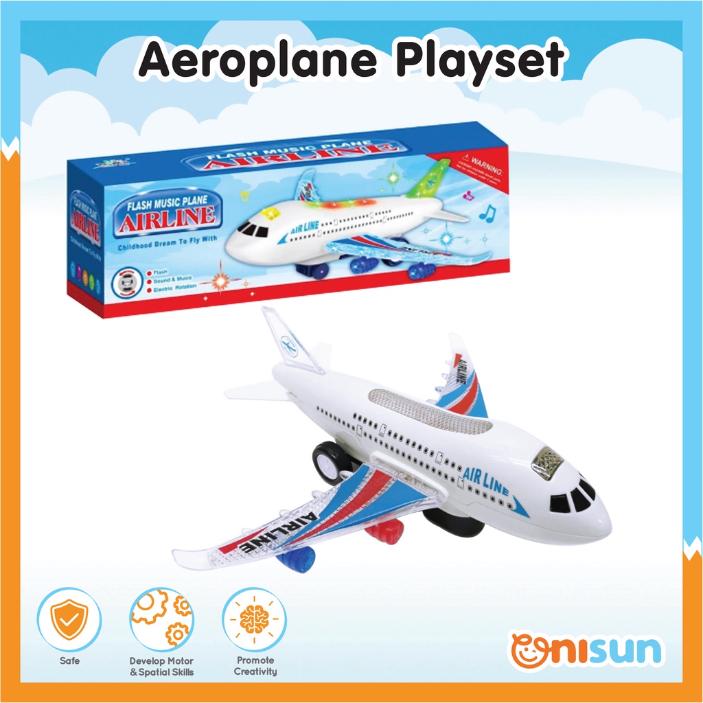 Kids Fun Aeroplan Battery Operated Auto Moving with LED Light and Sound ...