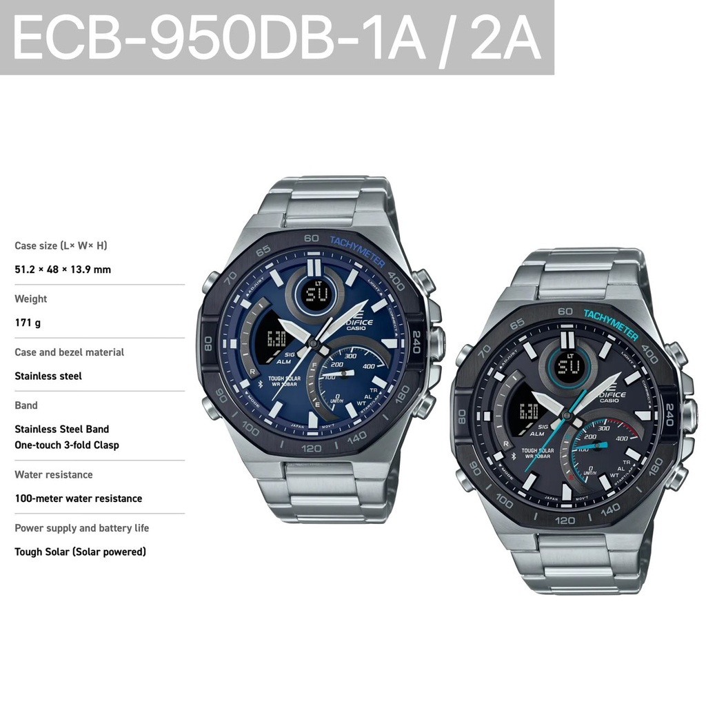 [CASIO EDIFICE ECB-950] NEW‼️CASIO EDIFICE SOLAR POWERED WITH SMARTPHONE LINK ECB-950DB-1A / ECB ...