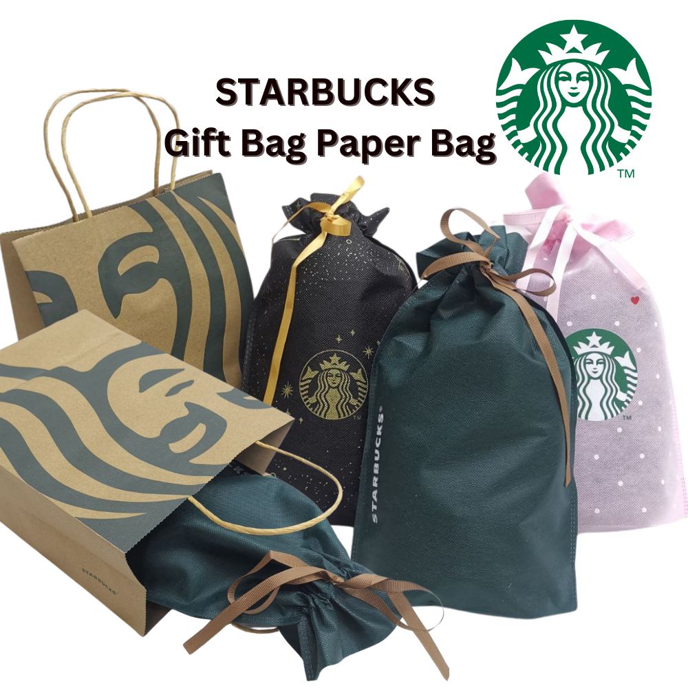 STARBUCKS Woven Eco Gift Bag Dust Bag Recycle Paper Bag Tumbler Gift ...