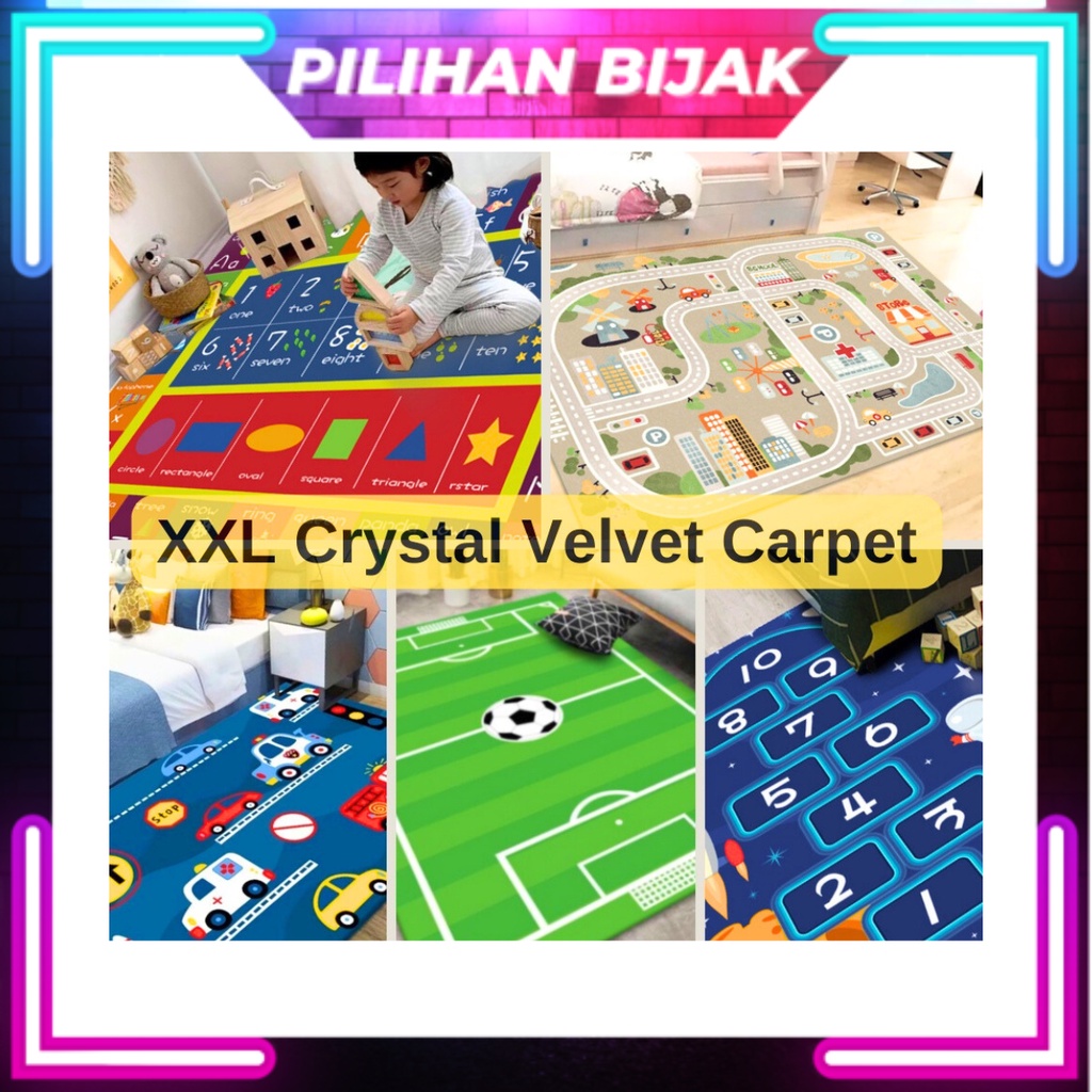 XXL 3D Printing Crystal Velvet Carpet Karpet Gulung Kids Pattern Carpet ...