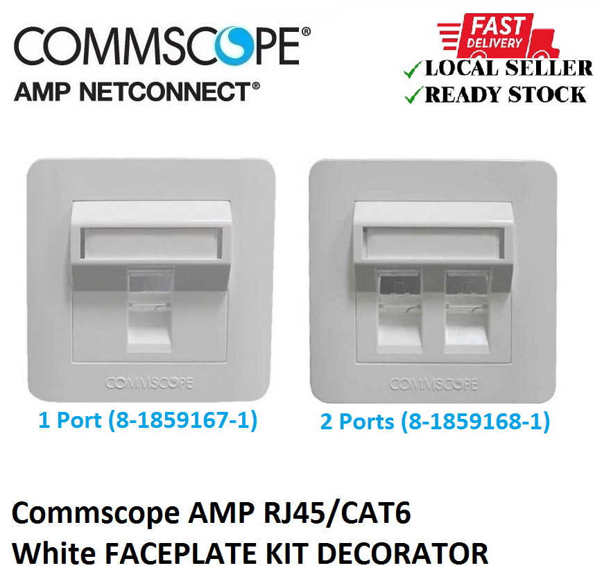 Commscope AMP RJ45/CAT6 1Port 2 Ports White FACEPLATE KIT DECORATOR (8 ...