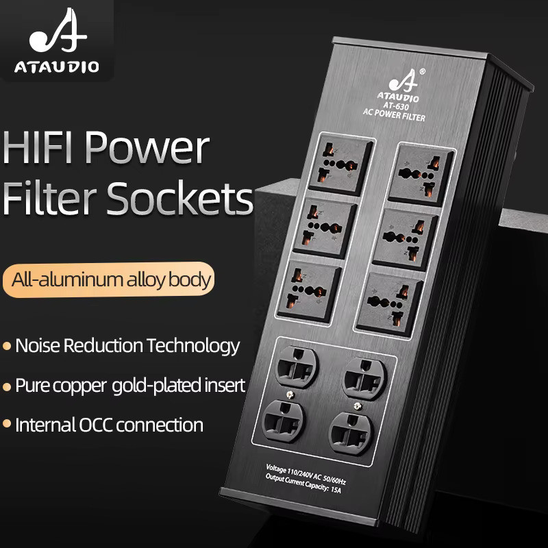 ATAUDIO HiFi Power Filter with US /Universal Sockets 15A Noise-free LED ...
