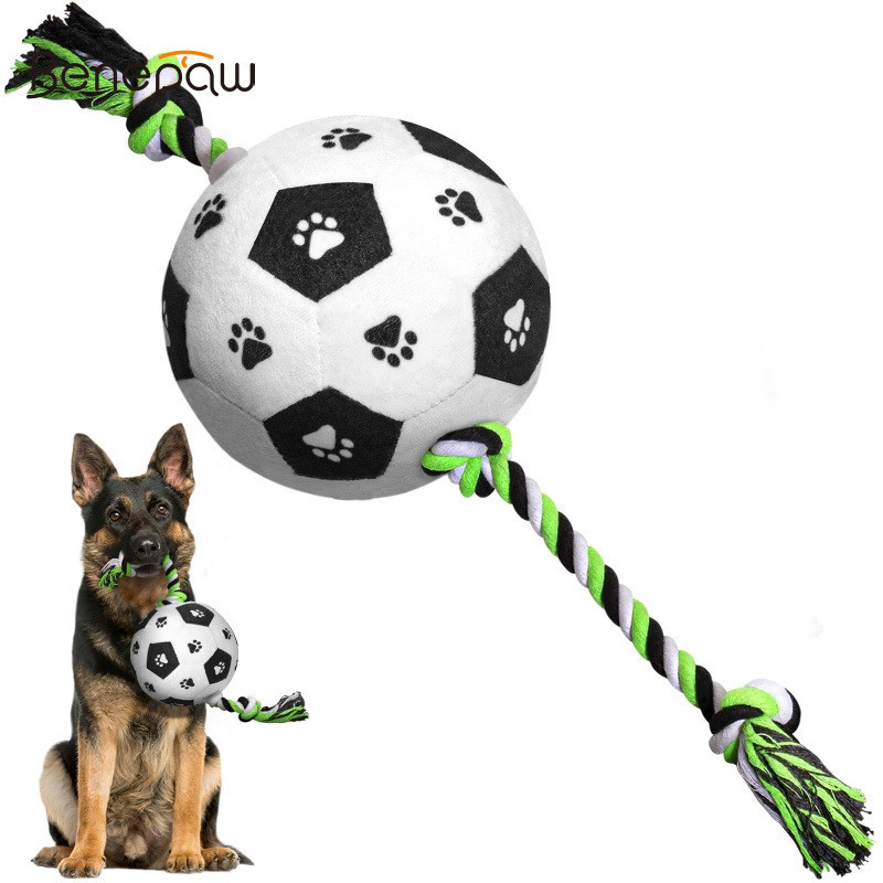 Benepaw Interactive Dog Soccer Ball Rope Toy with Strap for Training ...