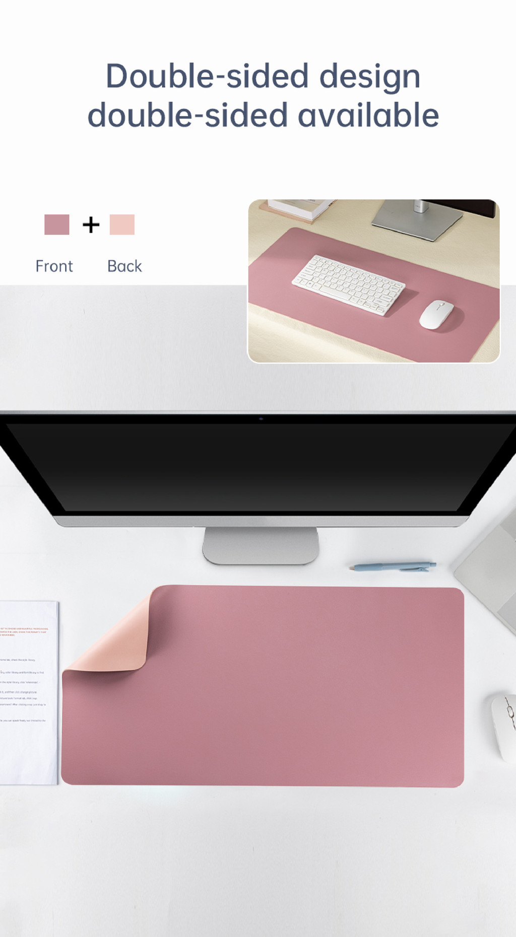 Deli Vusign Thick Large Mousepad Keyboard Mat Leather Anti-Slip Smooth ...