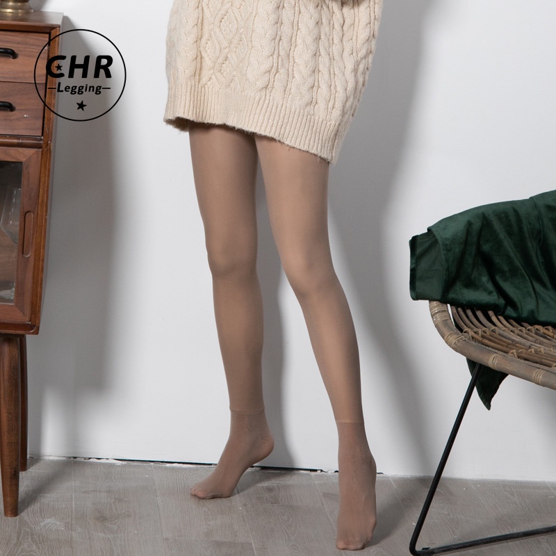 CHR Warm tights lined with plush semi-transparent wool tights thickened ...