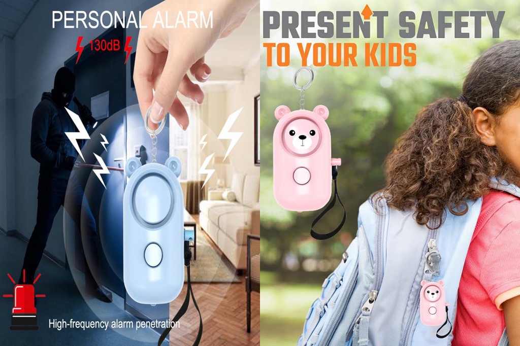 LK 130dB Self-defense Alarm LED Flashing Bear Shape Anti-attack High ...