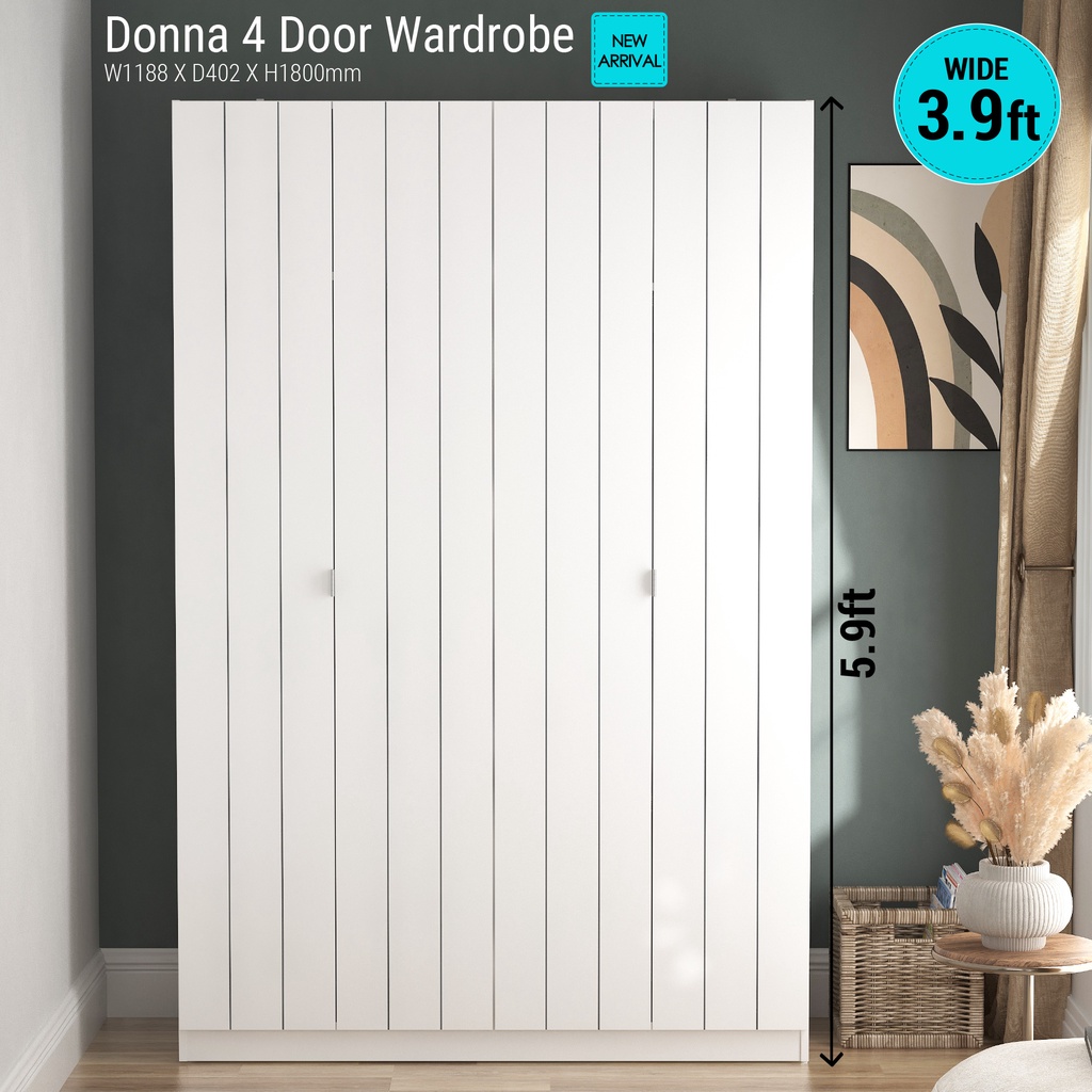 Tomato Home Donna 4 Door Wardrobe Almari Baju Modern Wardrobe Cabinet ...