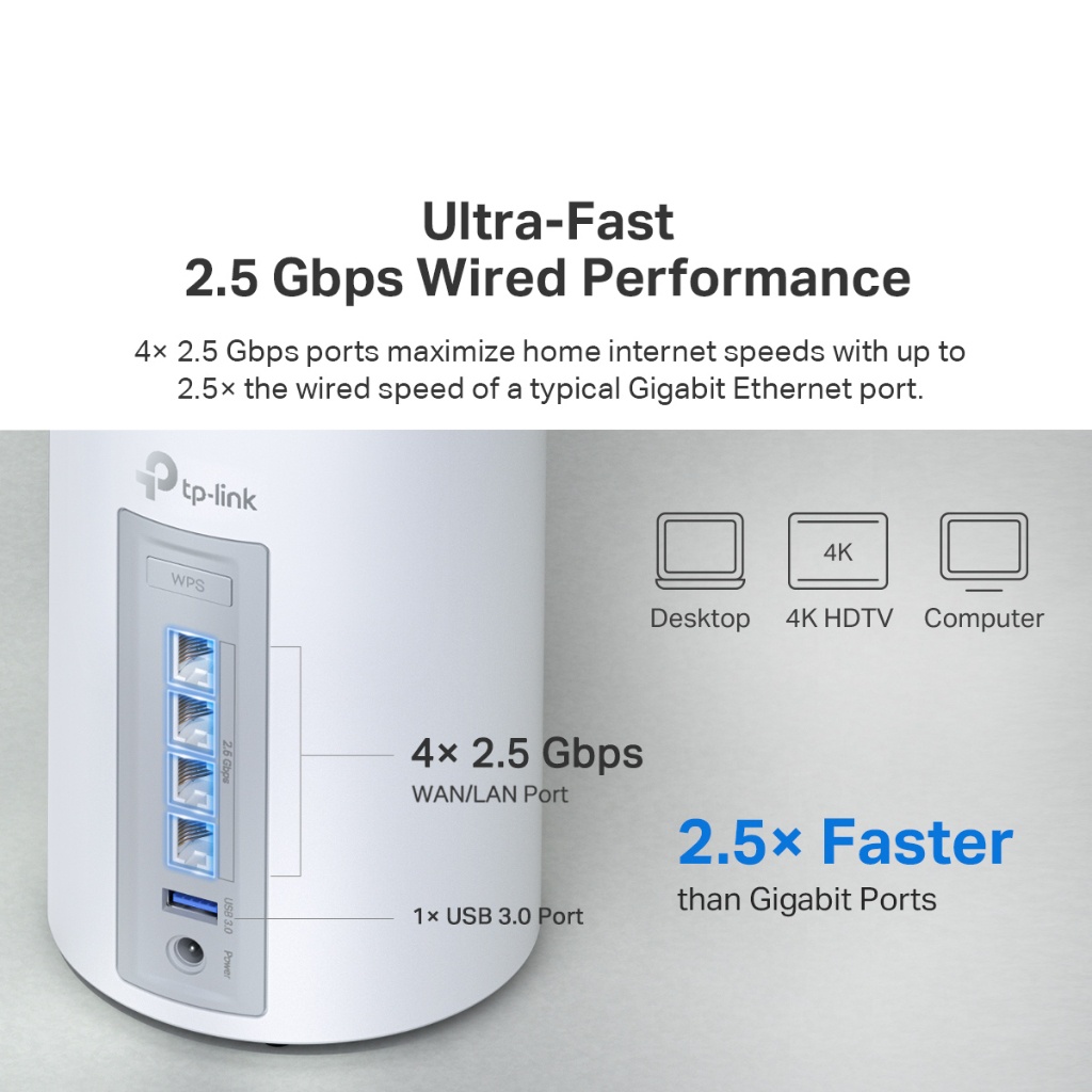 TP-Link Deco BE65 BE11000 Whole Home Mesh WiFi 7 System Tri-Band (1pack ...