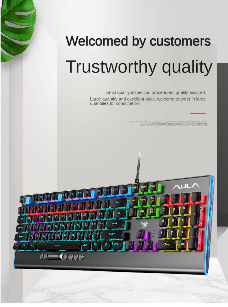 AULA Mechanical Keyboard, Blue Switch USB Wired Laptop, Desktop ...