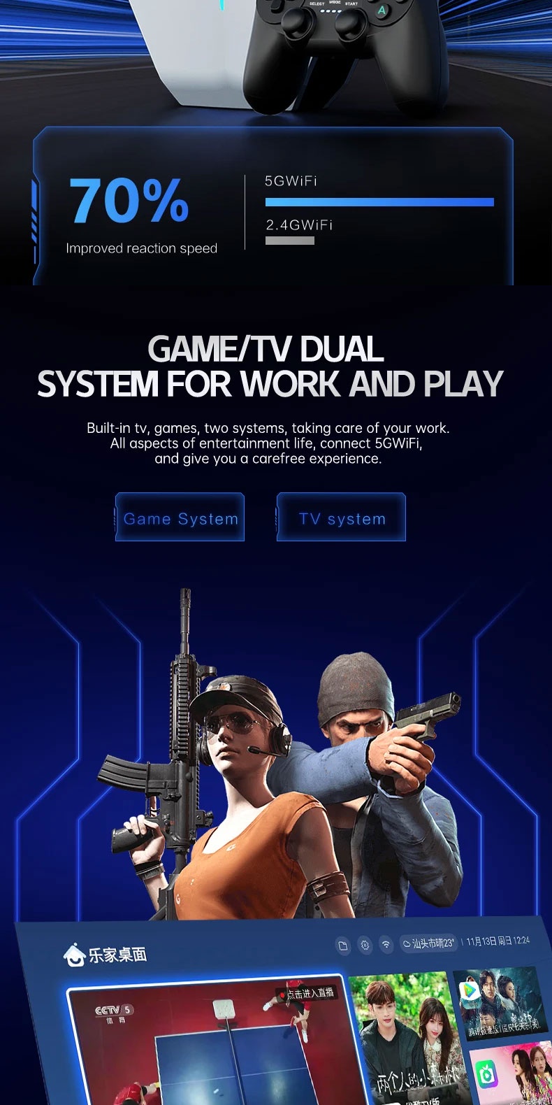X10 Video Game Console 4k Gamestick TV BOX 5G Dual System 2.4G Wireless ...