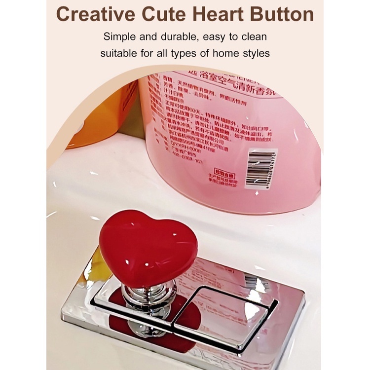 Toilet Button Multifunction Cabinet Drawer Adhesive Love Heart Shaped ...