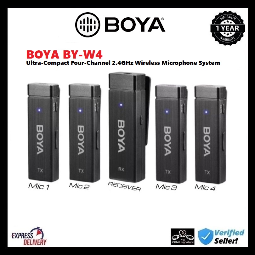 BOYA BY-W4 ULTRACOMPACT 2.4GHZ FOUR CHANNEL WIRELESS MICROPHONE SYSTEM | Shopee Malaysia