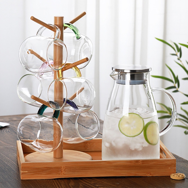 Japanese 6 Hooks Wooden Cup Holder Detachable Tea Cups Coffee Mug Stand ...