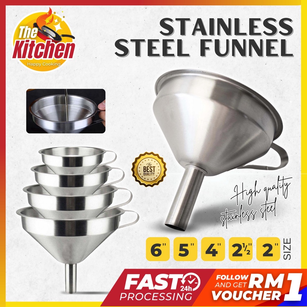 Stainless Steel 304 4” 5” 6” / 11CM 13CM 15CM Filter Funnel Oil Liquid Fluid Filter Funnel ...