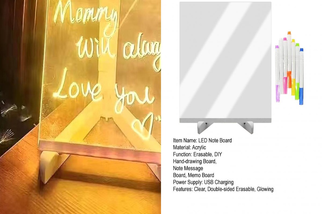 wanpanyu Writing Board Calendar Reminder Board Glow Memo Led Letter ...