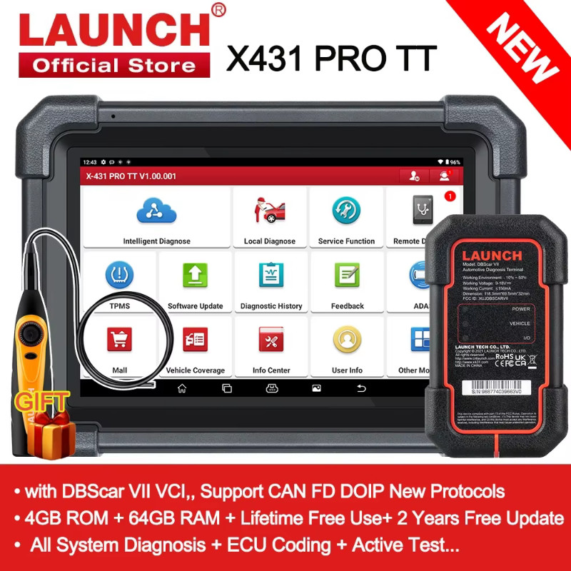 LAUNCH X431 PRO TT 8'inch with DBScar VII VCI Car Full System Diagnosis ...