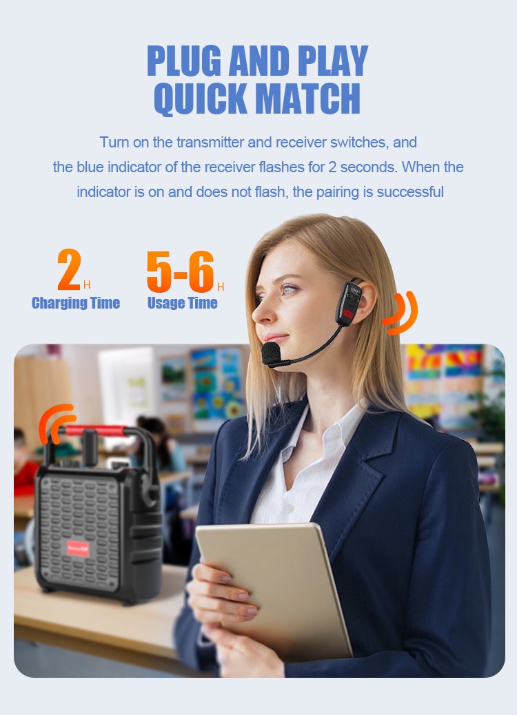 Head-mounted UHF Wireless Microphone Headset LED Display Two Wireless ...