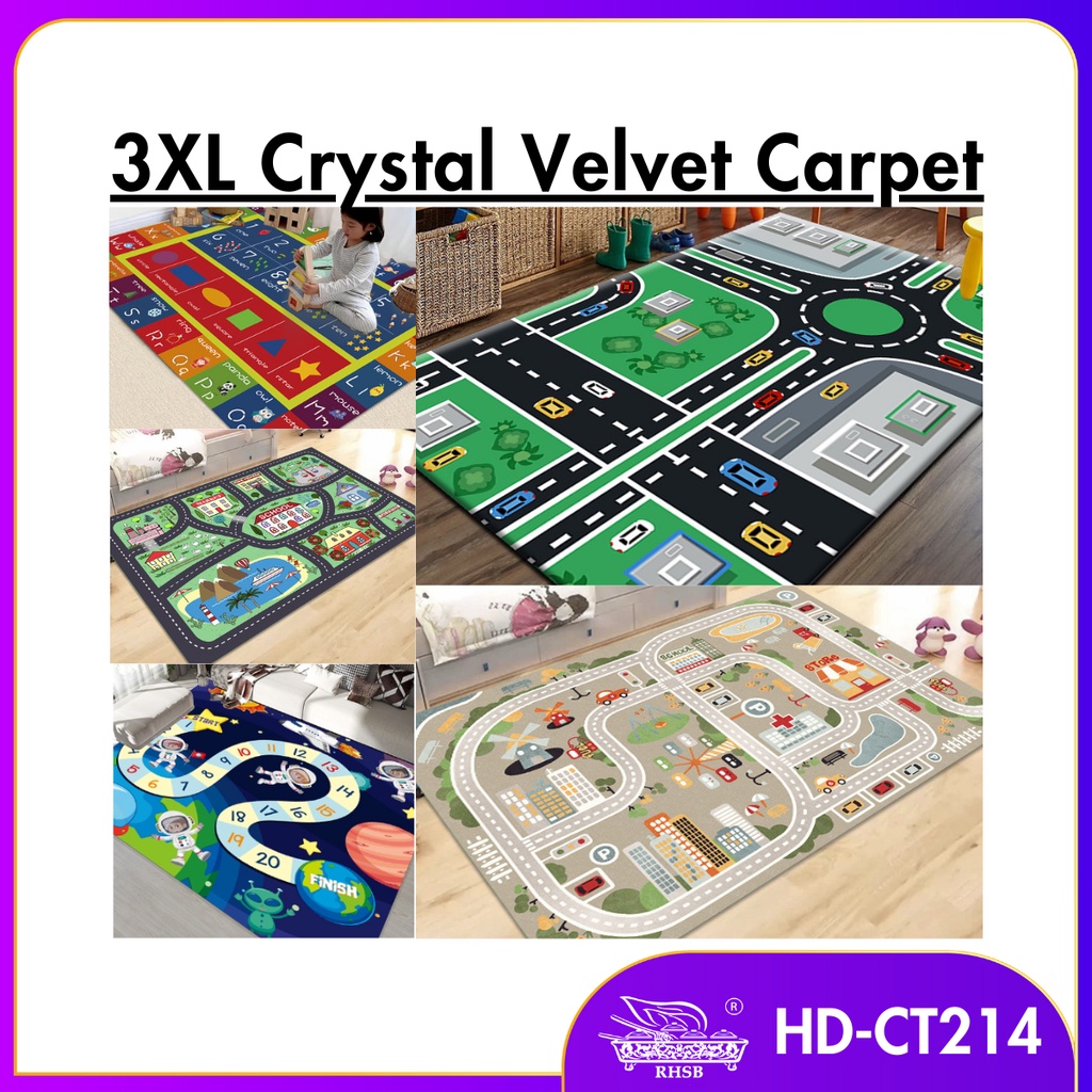 200*140cm CRYSTAL VELVET CARPET / KARPET GULUNG / KIDS PATTERN CARPET ...