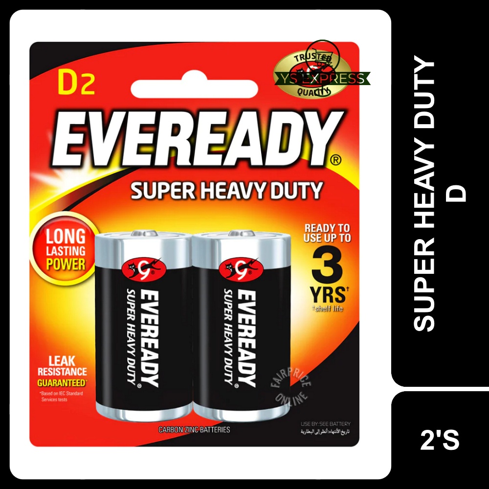 EVEREADY Super Heavy Duty Batteries D 2'S | Shopee Malaysia