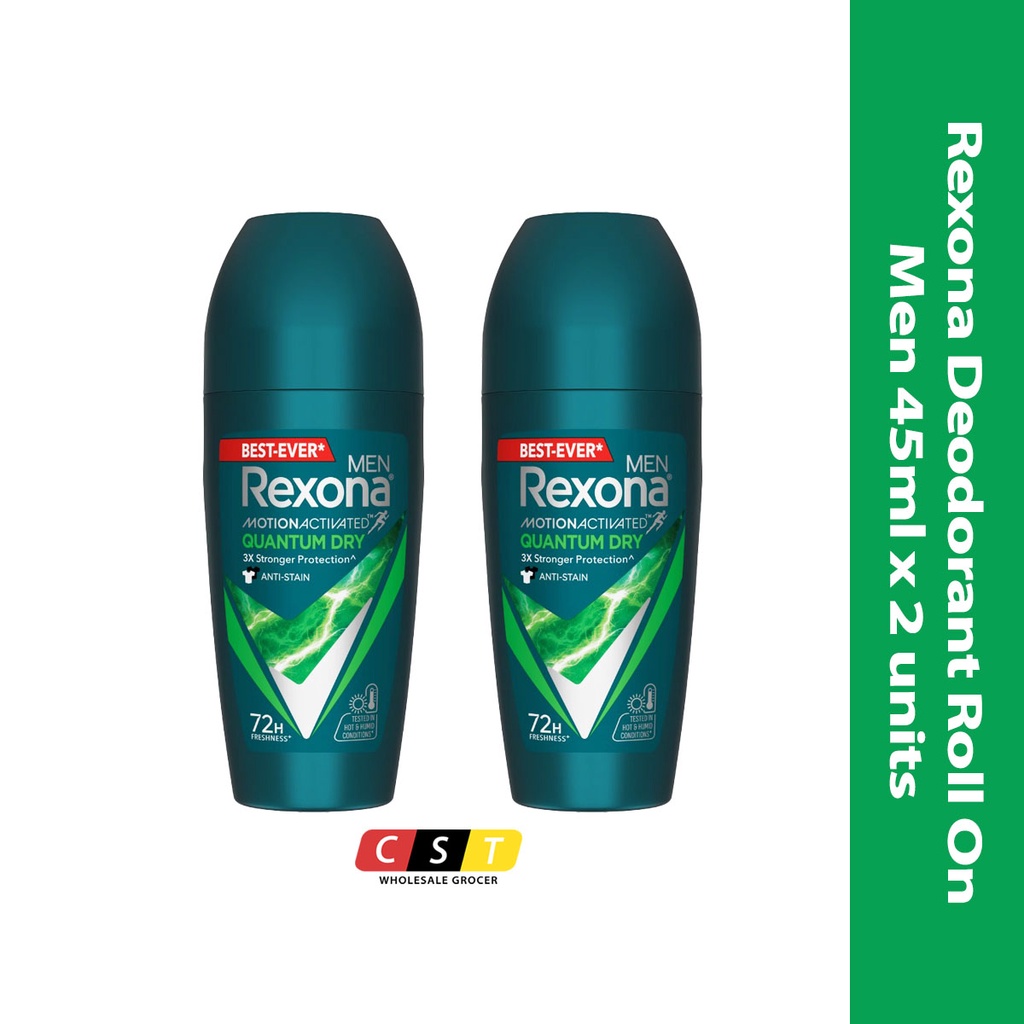 Rexona Men Quantum Dry Roll On Deodorant 45ml (TWIN PACK) | Shopee Malaysia