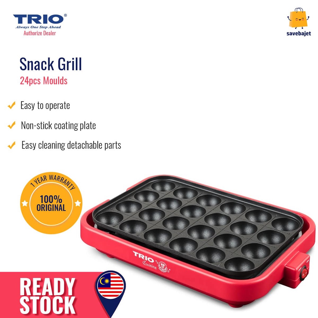 TRIO Snack Grill Takoyaki Maker - Big (24 Pcs) TSG-2443 TSG-3443 ...