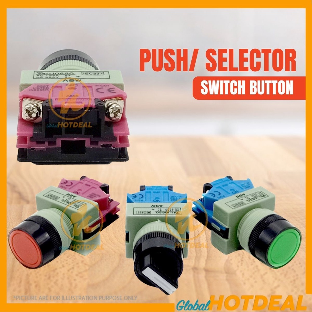 22mm Push / Selector Switch Button Switch ON-OFF / ON-OFF-ON Selector ...