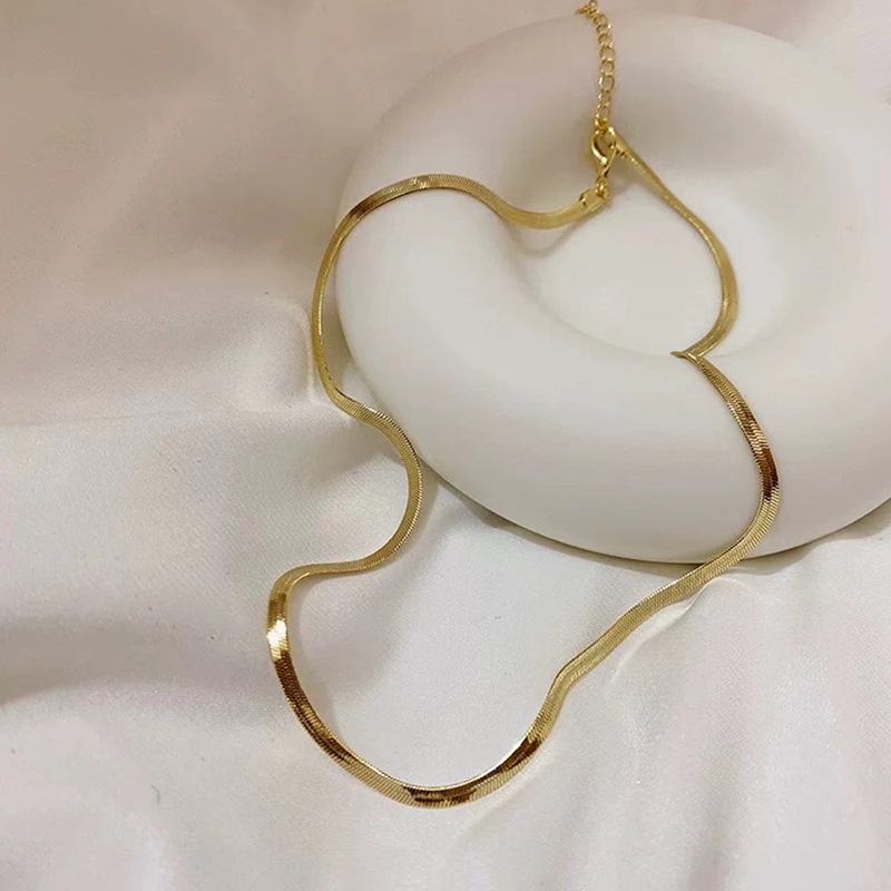 Minimalist Titanium Snake Necklace - Flat Chain Jewelry for Women ...