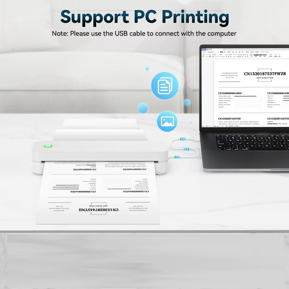 Portable Inkless A4 Thermal Printer D210 Wireless Bluetooth Phone ...