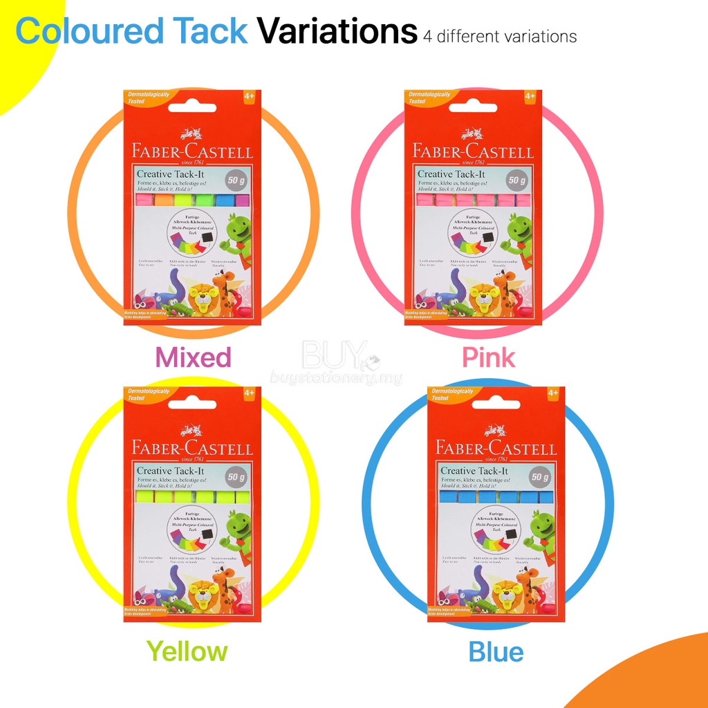 Faber Castell Tack It Clay Tanah Liat Pelekat Sticky Square -(PKT ...