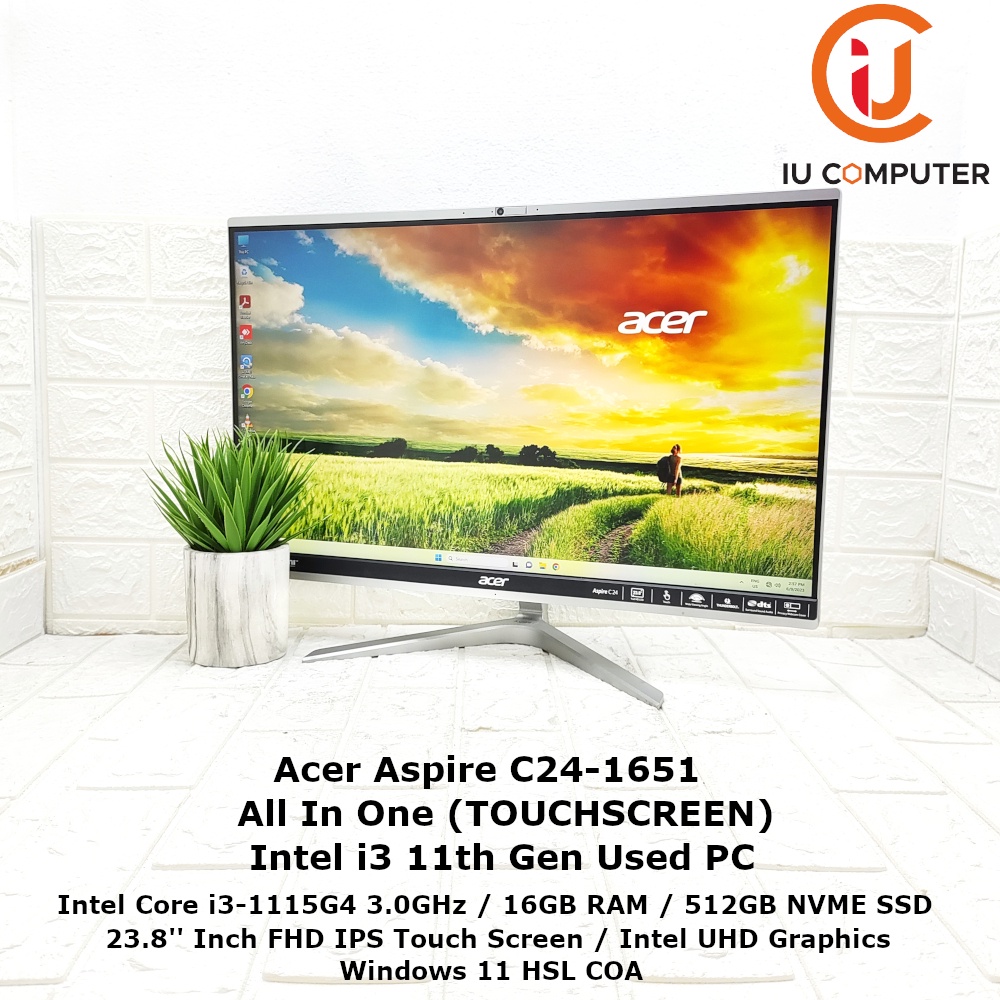 ACER ASPIRE C24-1651 ALL IN ONE TOUCHSCREEN INTEL CORE I3-1115G4 16GB ...