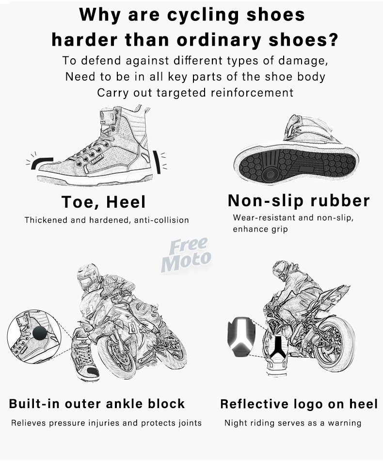 SUALITE Motorcycle Riding Shoes Equipment Ankle Protective Racing boots ...