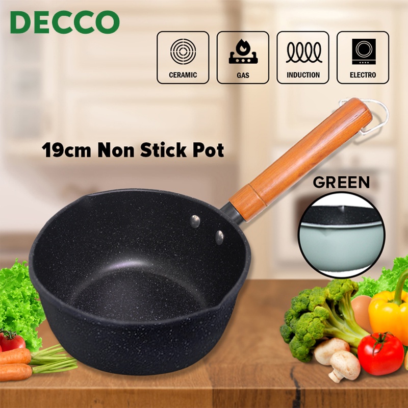 Decco Maifan Stone Non Stick Frying Pan Instant Noodle Milk Pot Wooden ...