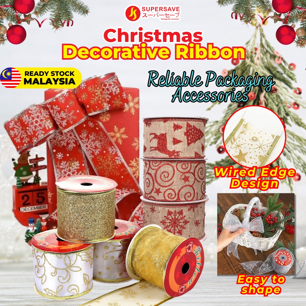 SUPERSAVE Christmas Ribbon Bow Reben Bouquet Xmas Gift Riben Wreath ...