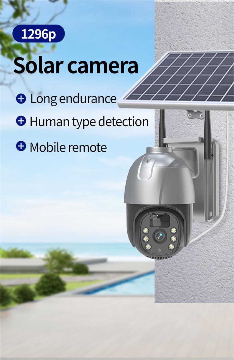 Solar CCTV Wireless Outdoor 5MP 4G SIM Card IP66 Waterproof Battery Low ...