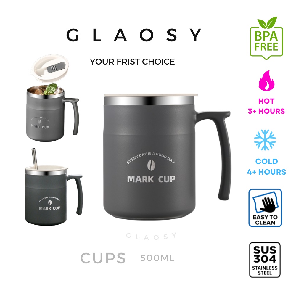 MARK CUP Cute Tumbler 304 Stainless Steel Thermos Cup Mug Bottle Coffee ...