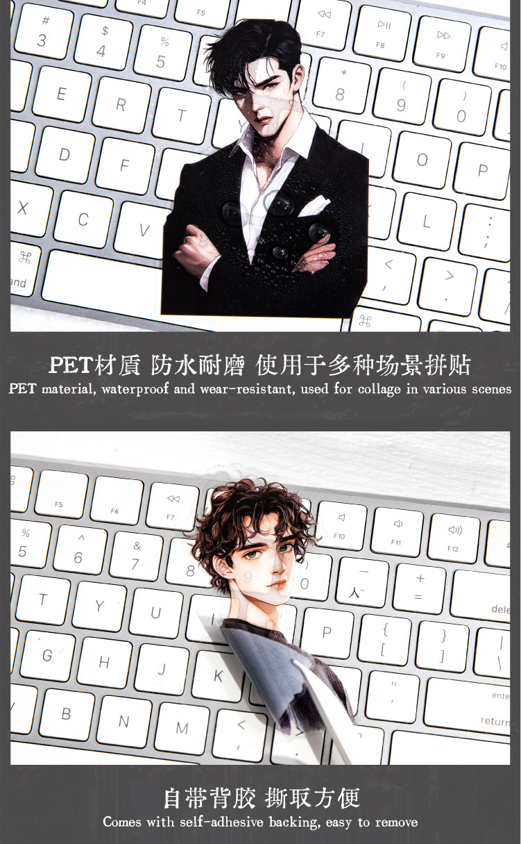 Midoo 20pcs Cartoon Anime Fiction Pretty Boy Sticker for Laptop Journal ...