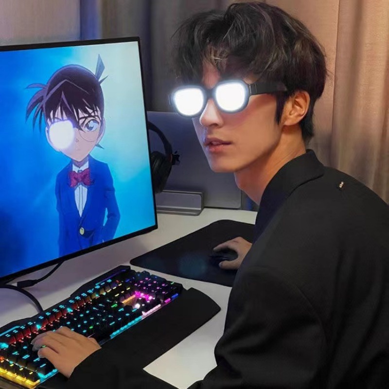Japanese anime Conan same LED luminous USB charging cosplay glasses ...