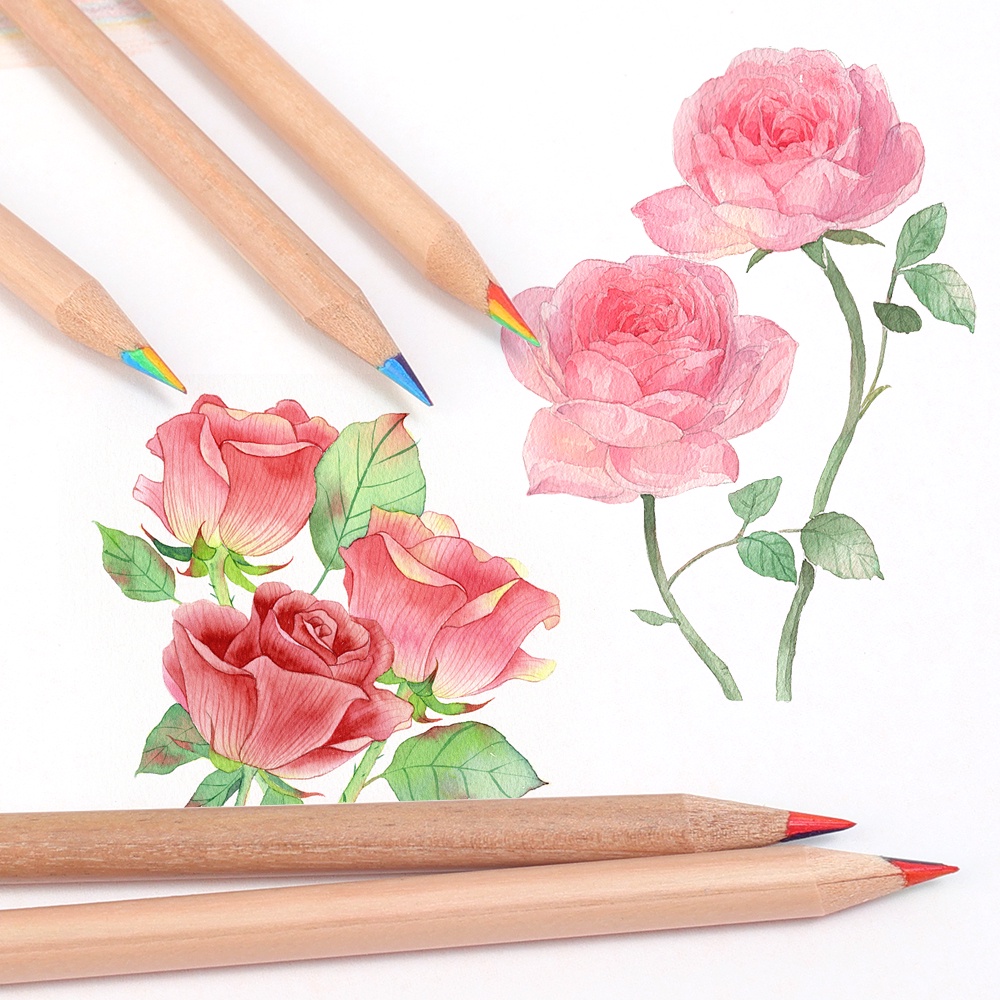 Professional Colored Pencil Wooden Drawing Hand-Painted Rainbow Pencils ...