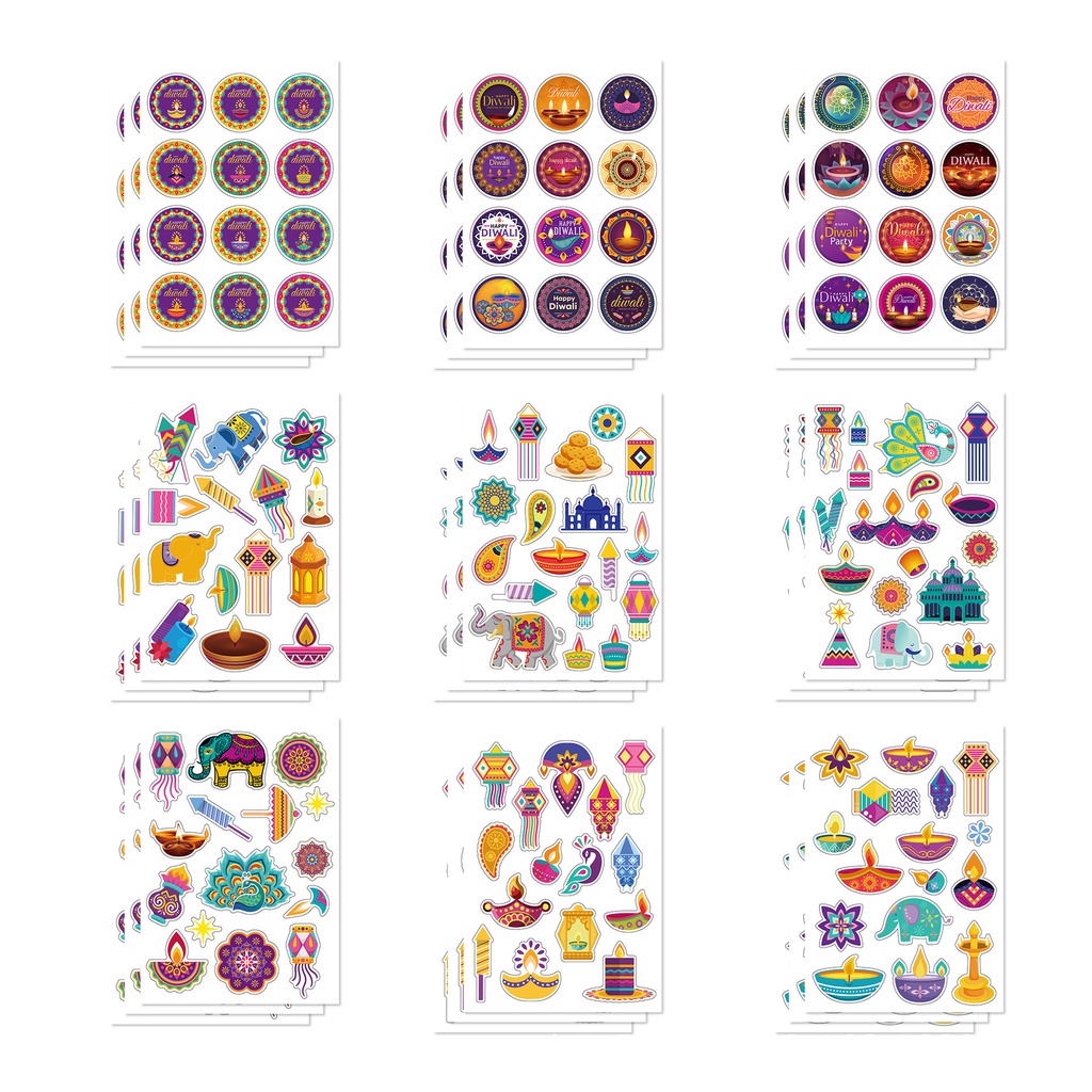 [Ready Stock]Diwali Lights DIY Stickers Deepavali Candle Cartoon ...