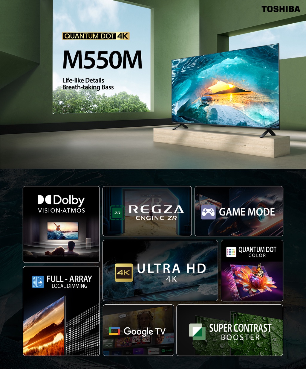 Toshiba 50 55 65 Inch QLED TV 4K UHD HDR Google TV 50M550MP 55M550MP 65M550MP | Shopee Malaysia