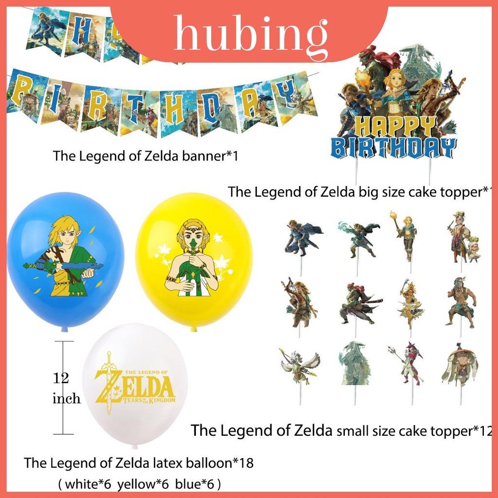 Banners, Colorful Party Cake Toppers, And Balloons For A Zelda Game ...