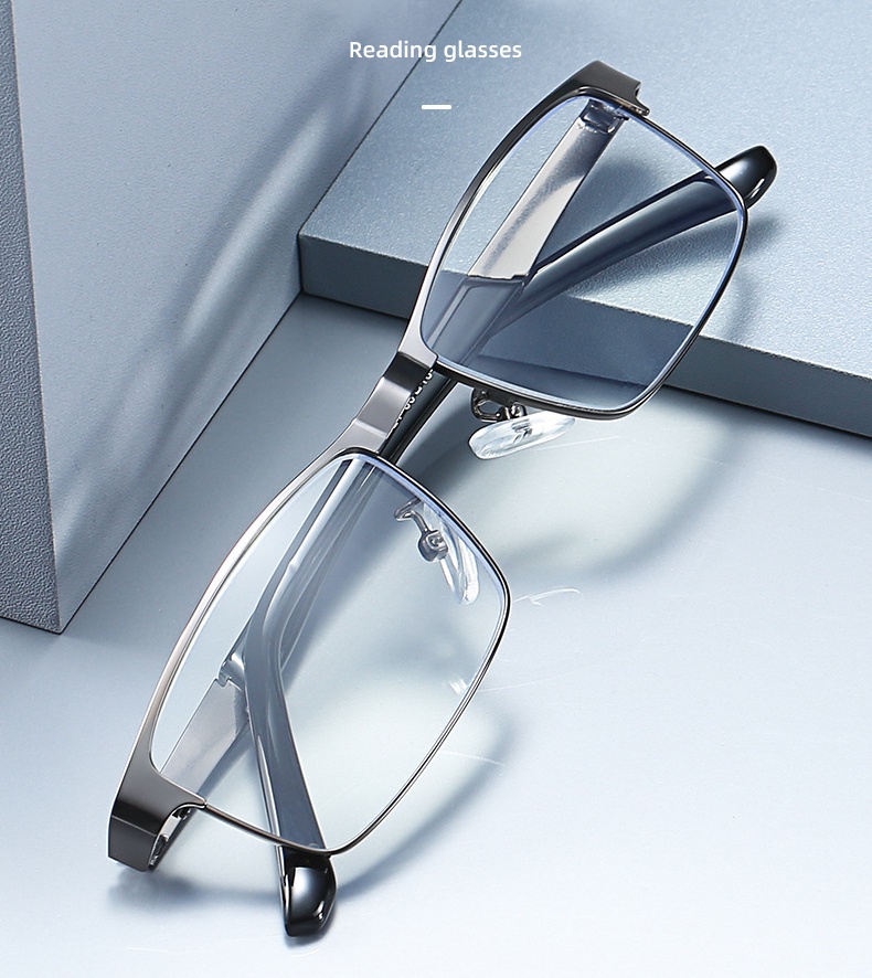 J19121 1pc Metal Frame Squared Lens Blue Light Blocking Spring Hinges ...