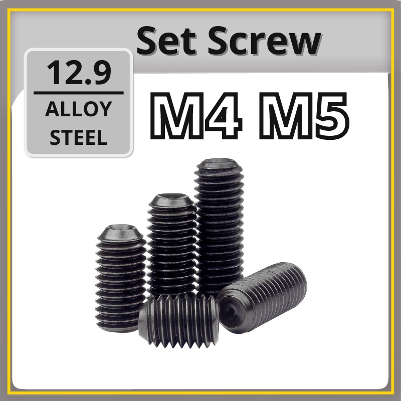 M4 M5 Hex Socket Set Screw / Grub Screw DIN916 | Alloy Steel Grade 12.9 ...