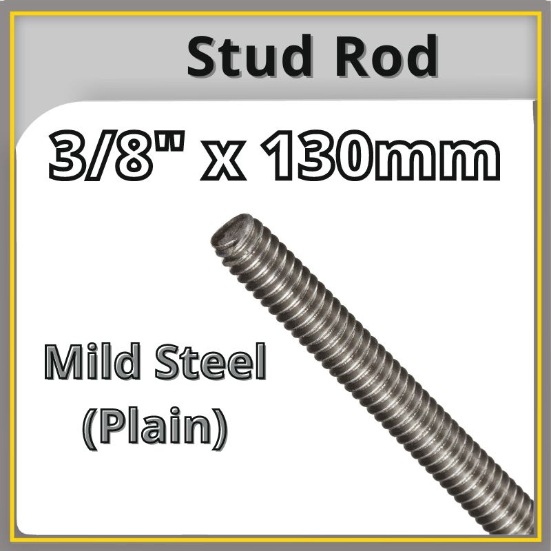 3/8" X 130mm Threaded Rod UNC | Full Thread | Mild Steel | Plain ...