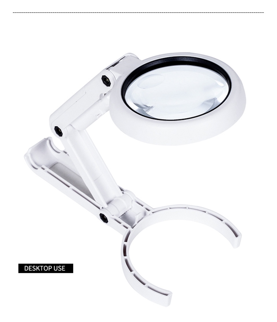 Portable Handheld Magnifying Glass with LED Light Foldable Desktop ...