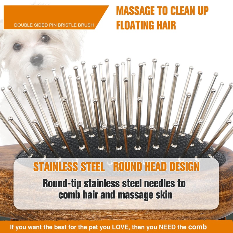 Benepaw Quality 2-Sided Pin Bristle Puppy Dog Brush For Small Dogs Cats ...