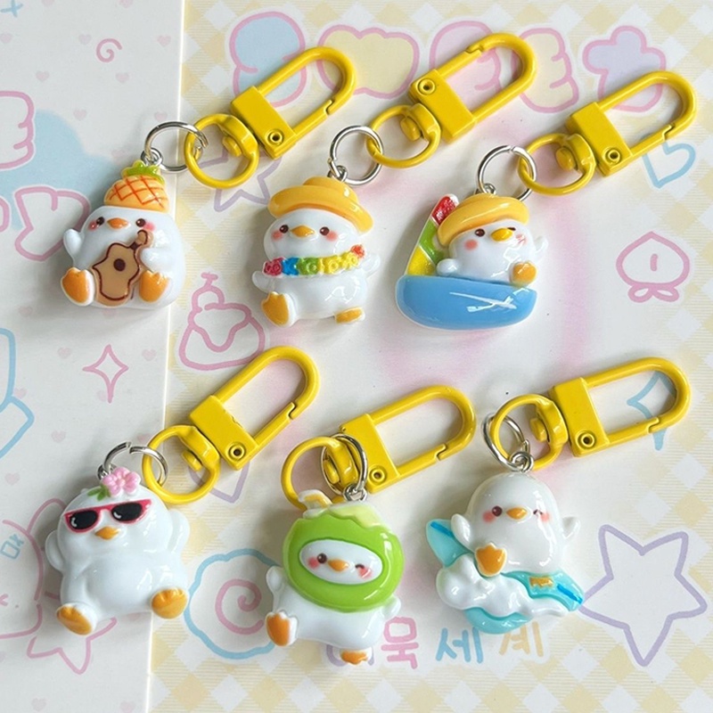Cute Cartoon Duck Shape Key Chain Resin Car Pendants Portable ...