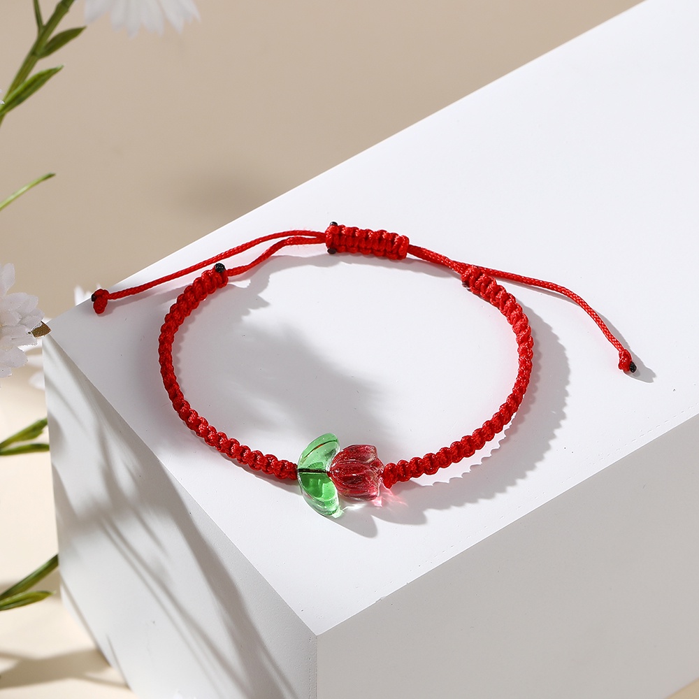 ST.KUNKKA Handmade Glass Tulip Braided Rope Bracelet - A Unique Gift ...
