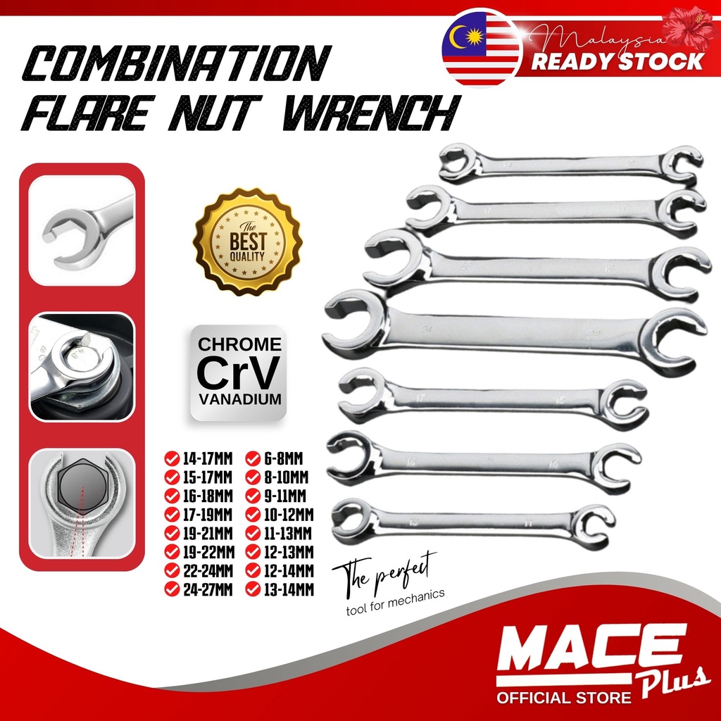 Heavy Duty Combination Flare Nut Wrench 6mm To 27mm Ratchet Wrench Open